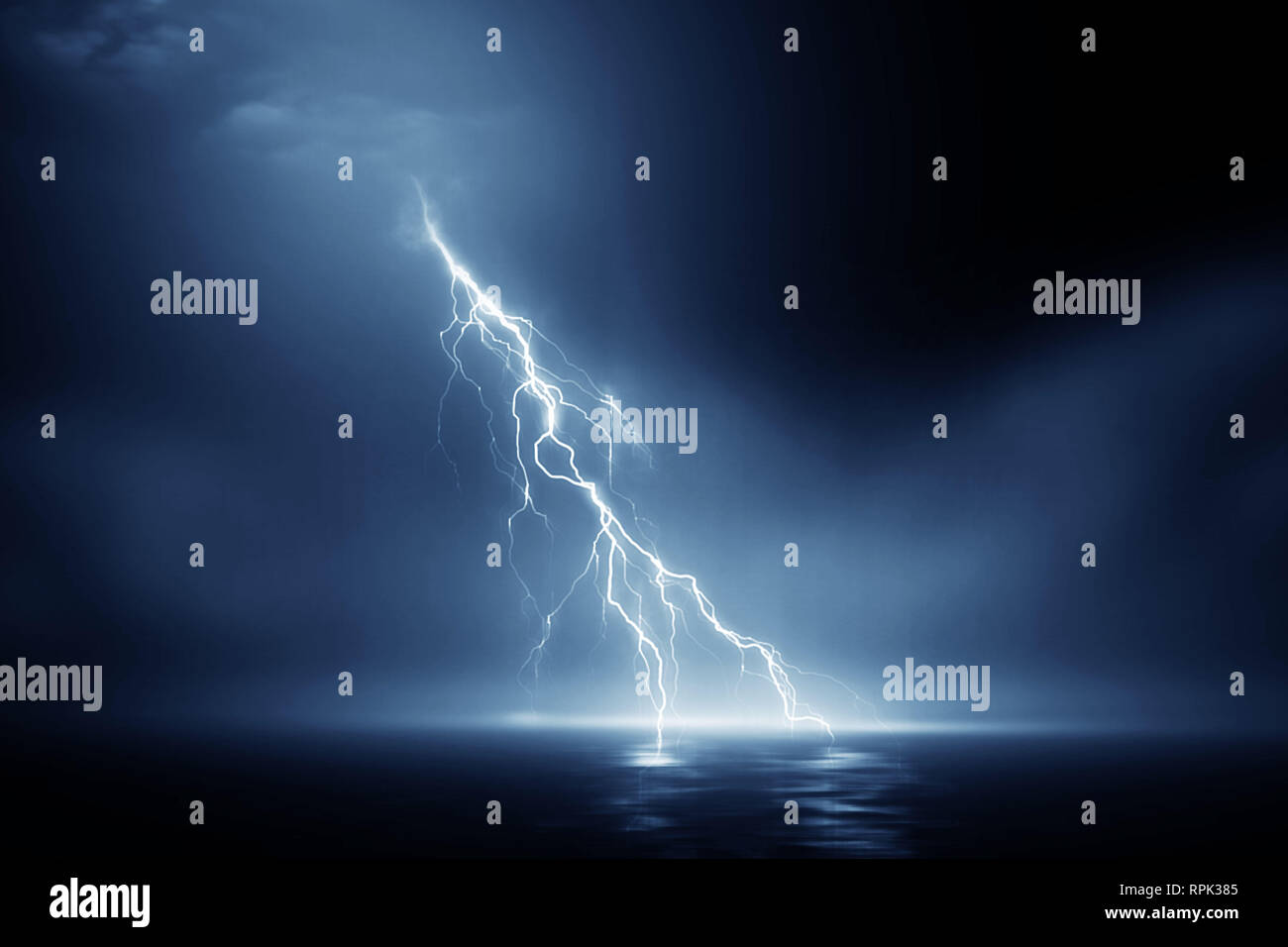 Lightning storm 3d rendering over Black sea near Stock Photo - Alamy