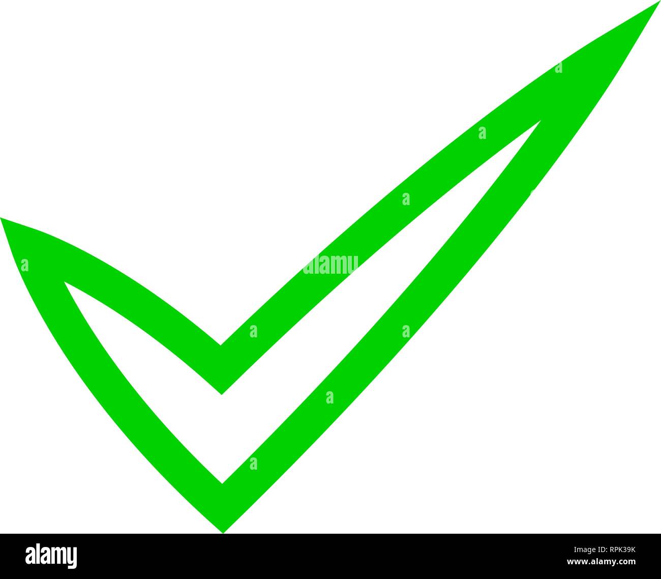 Check marks - green tick icon simple outline - vector illustration ...