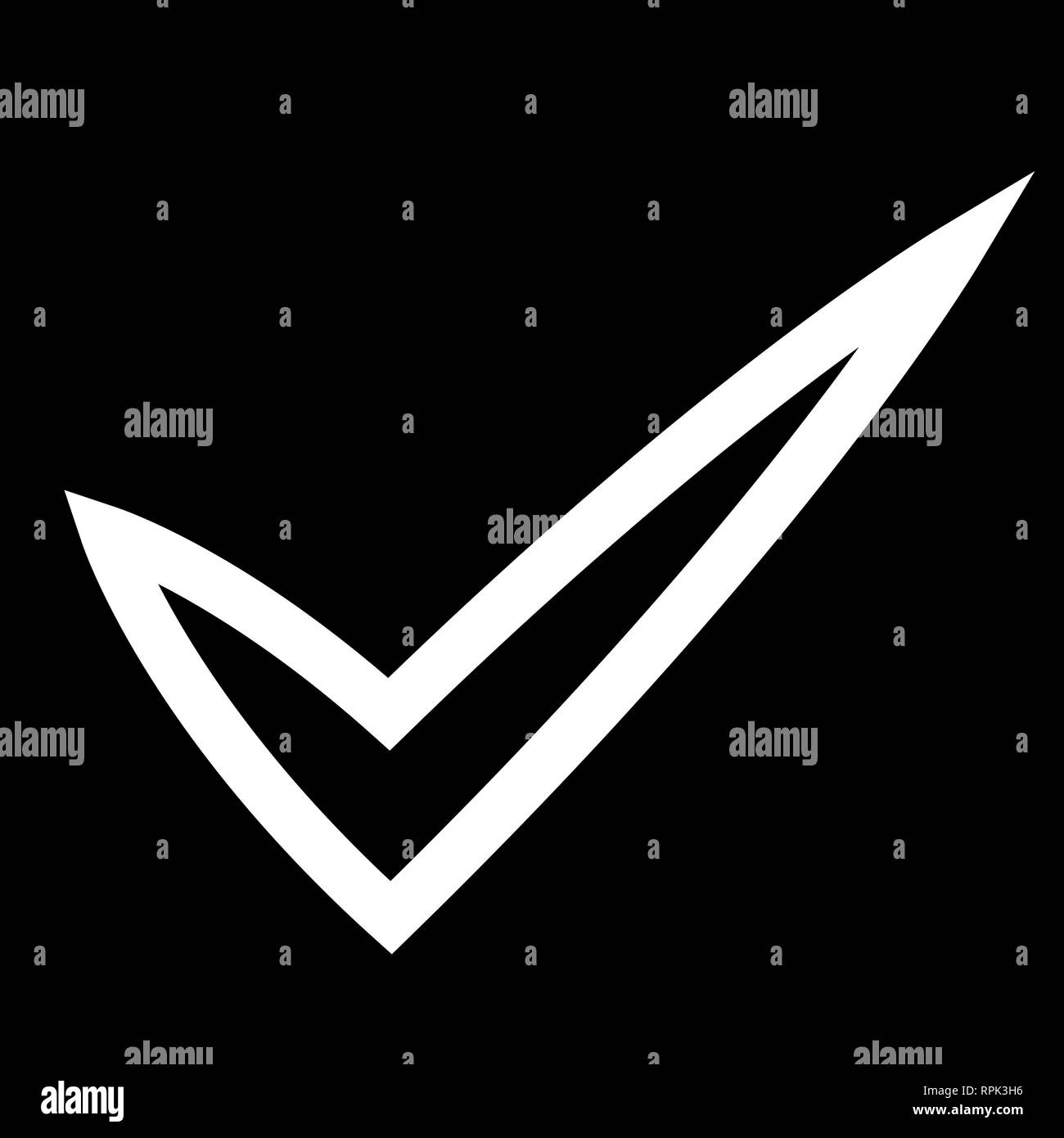 Check marks - white tick icon simple outline - vector illustration ...