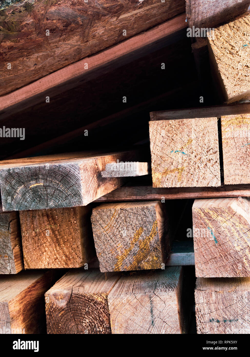 Wood timber construction material for background and texture Stock ...
