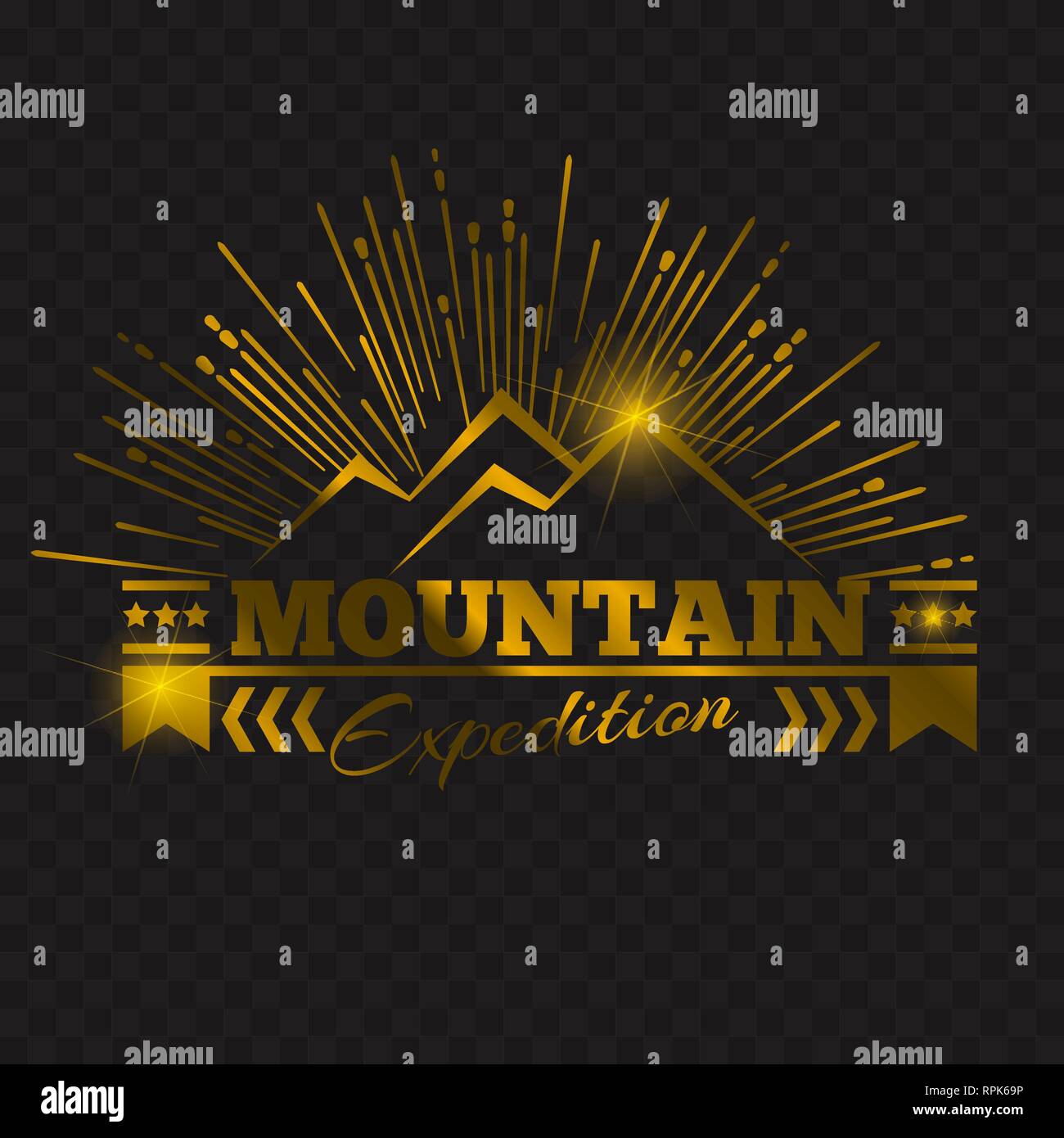 Golden peak mountain emblem design. Gold mountain label design Vector ...