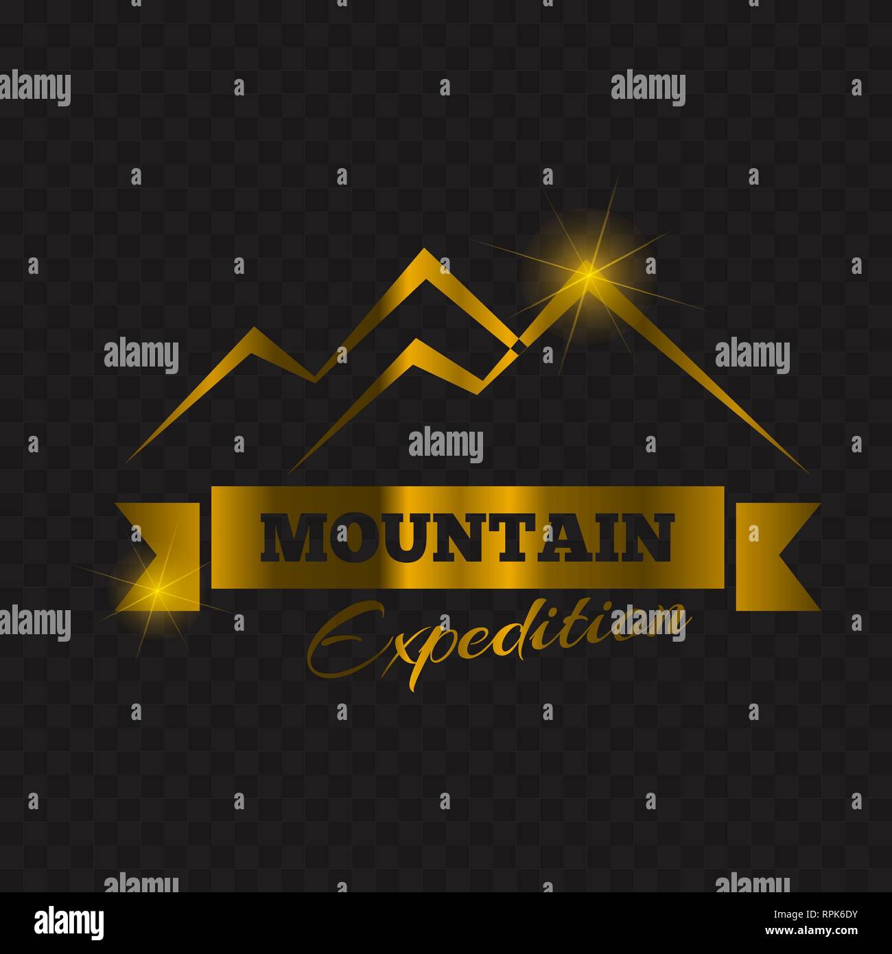 Golden peak mountain emblem design. Gold mountain label design Vector ...