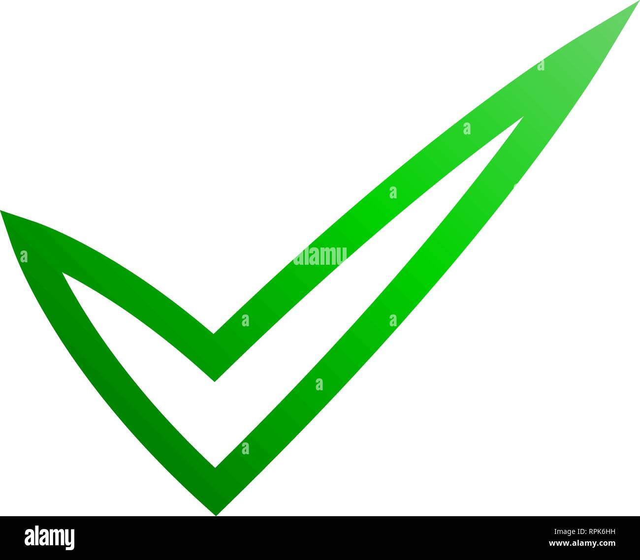 Check marks - green gradient outline tick icon - vector illustration ...