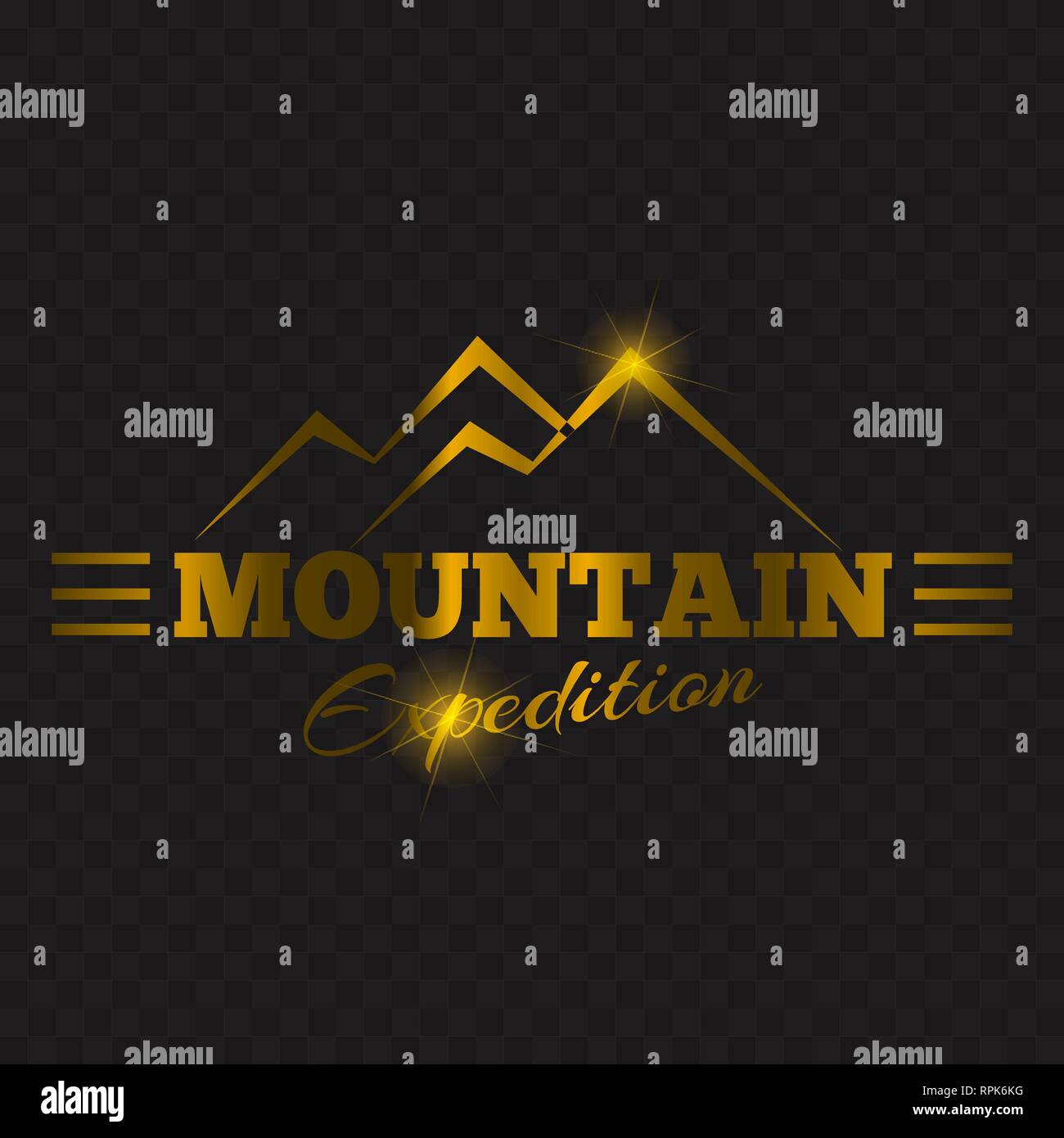 Golden peak mountain emblem design. Gold mountain label design Vector ...