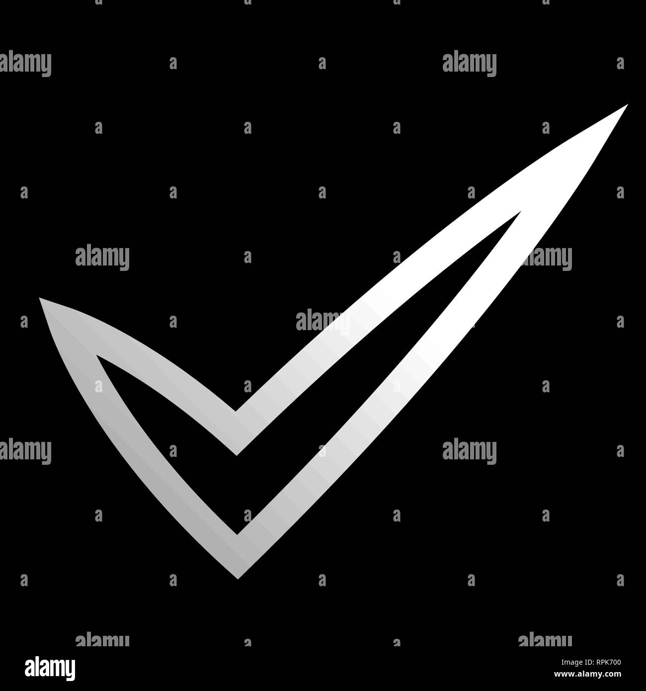 Check marks - white gradient outline tick icon - vector illustration ...