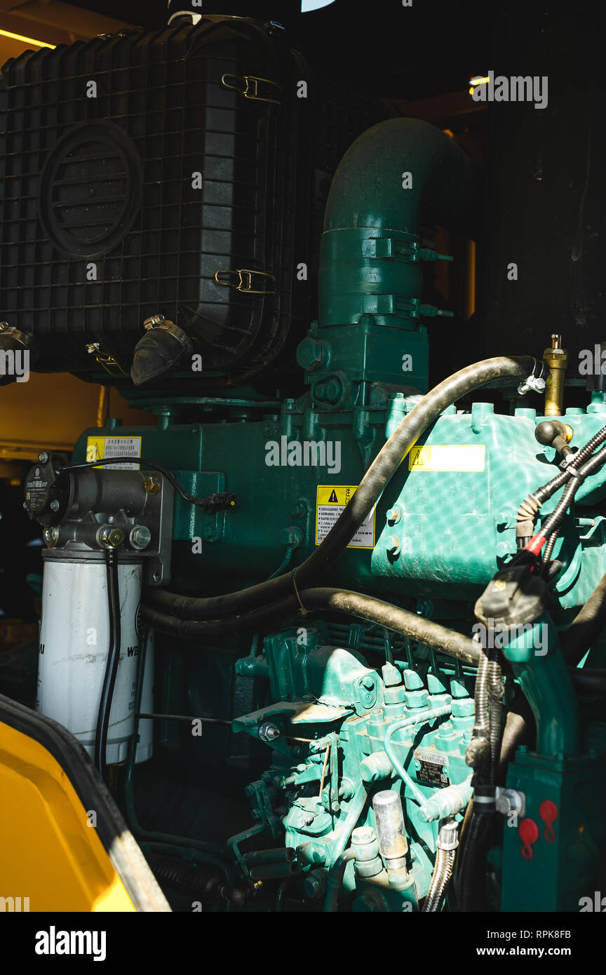 Excavator Loader Machine. Side View of Front Hoe Loader. Industrial ...