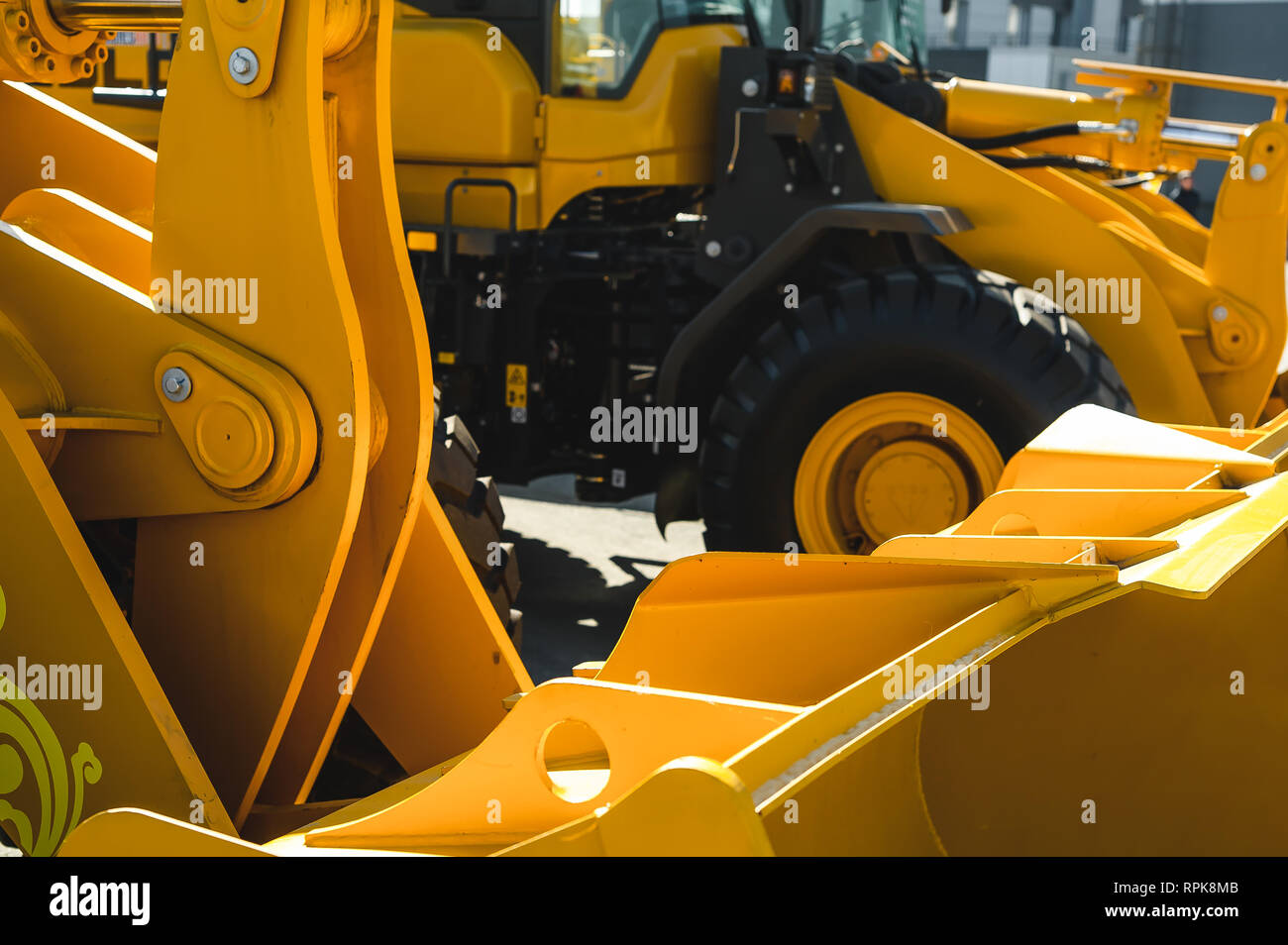 Excavator Loader Machine. Side View of Front Hoe Loader. Industrial ...