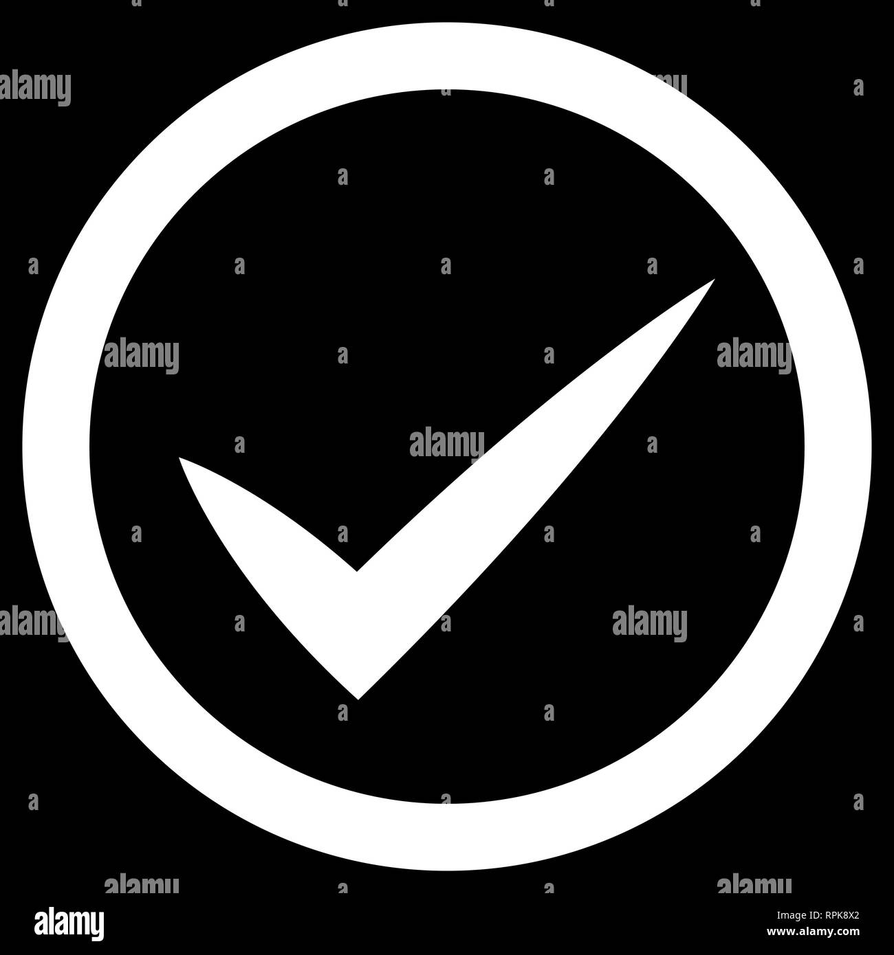 Check marks - white tick icon inside of circle - vector illustration ...