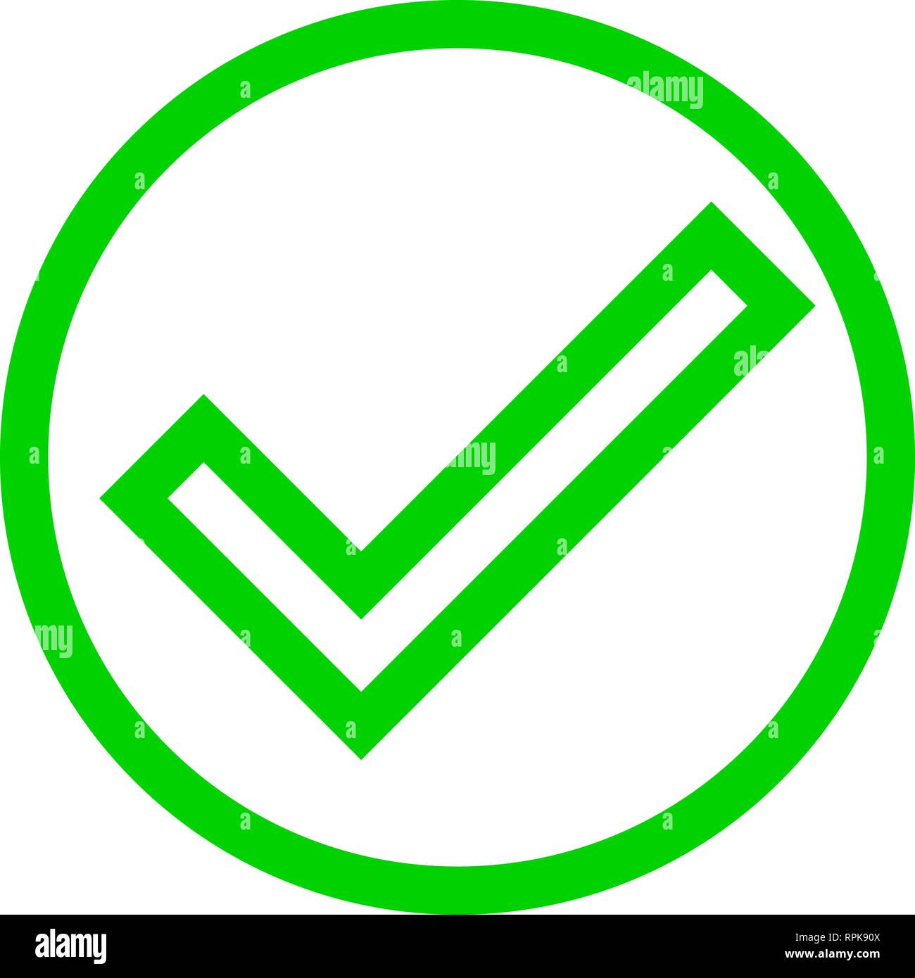 Check marks - green tick icon inside of circle outline - vector ...