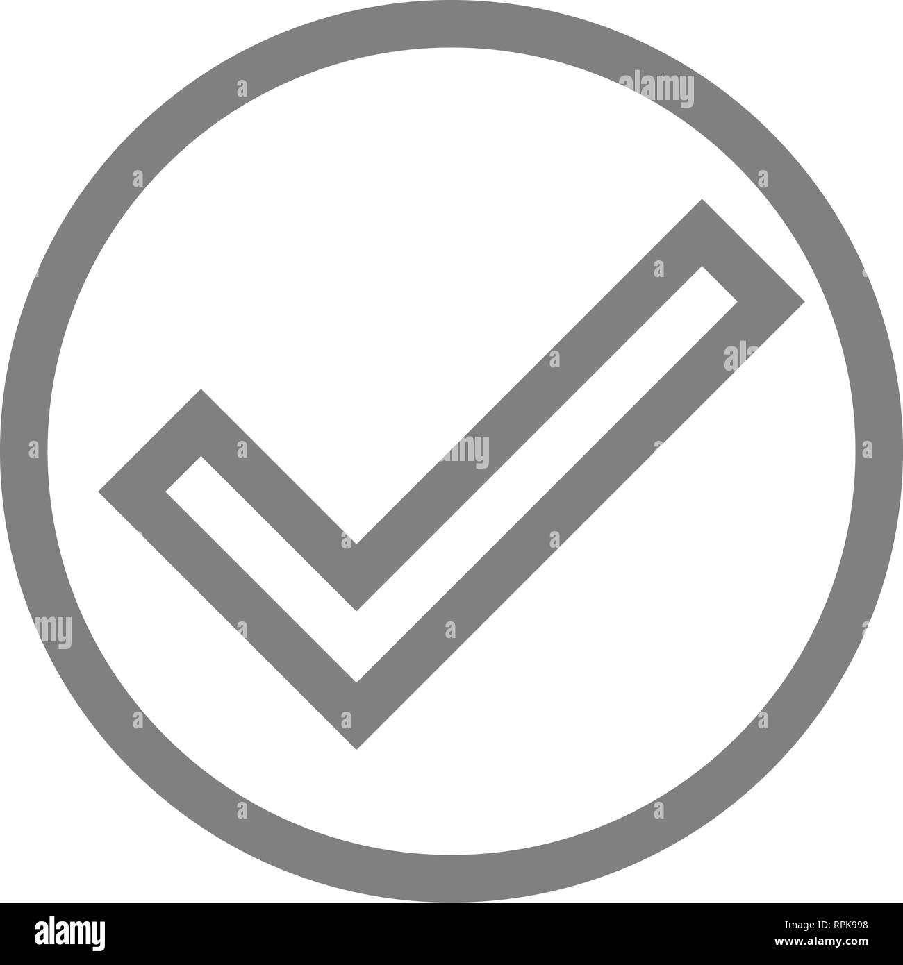 Check marks - gray tick icon inside of circle outline - vector ...