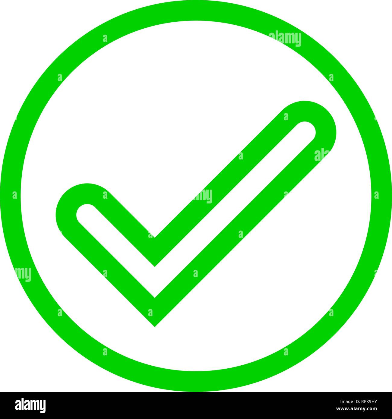 Check marks - green tick icon inside of circle outline - vector ...