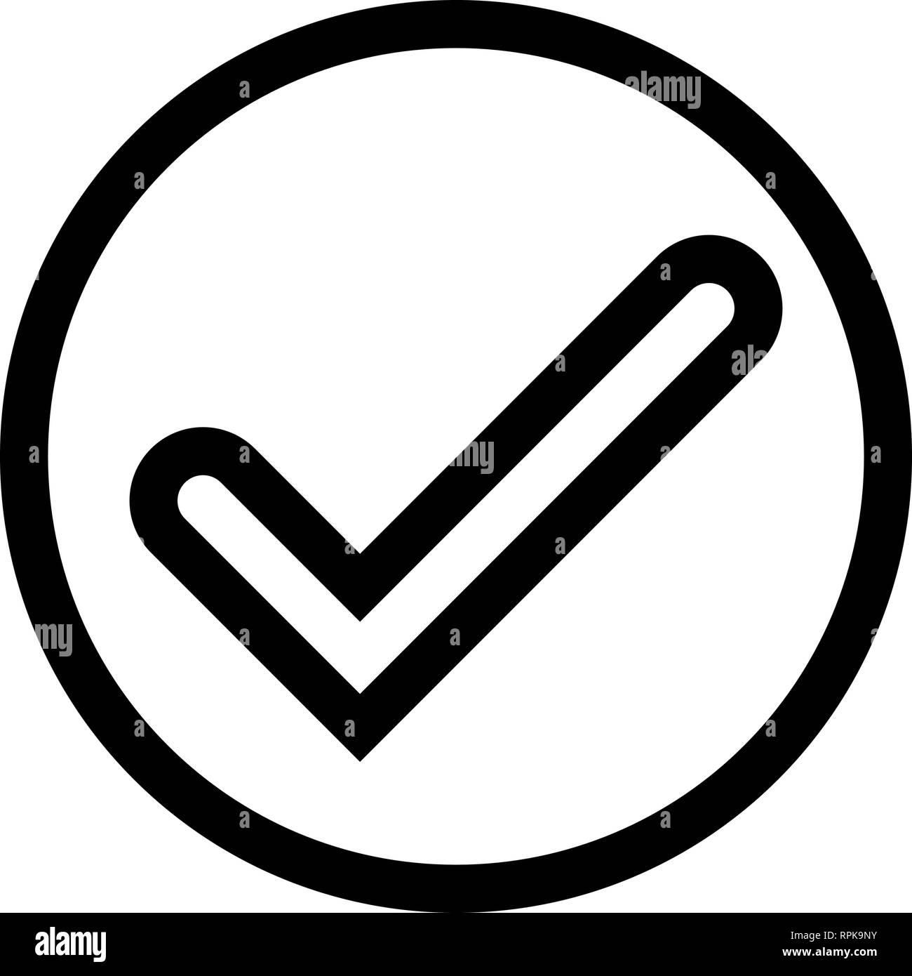 Check marks - black tick icon inside of circle outline - vector ...