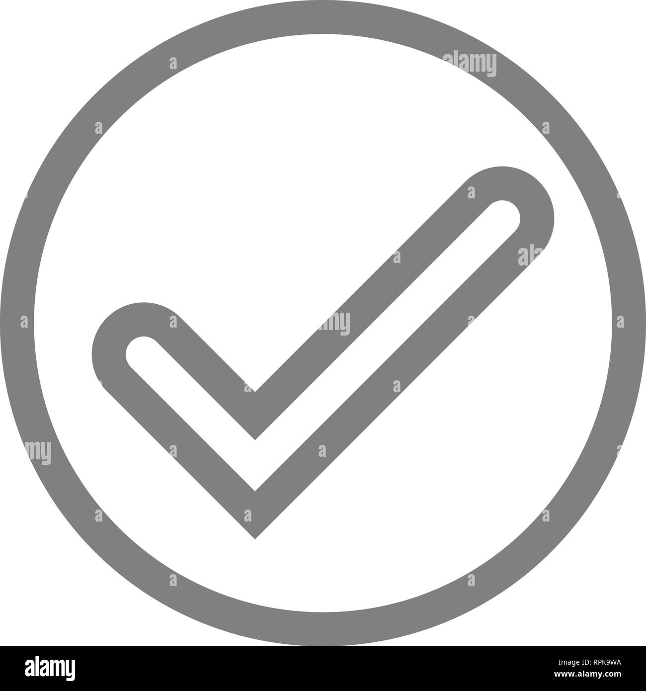 Check marks - gray tick icon inside of circle outline - vector ...