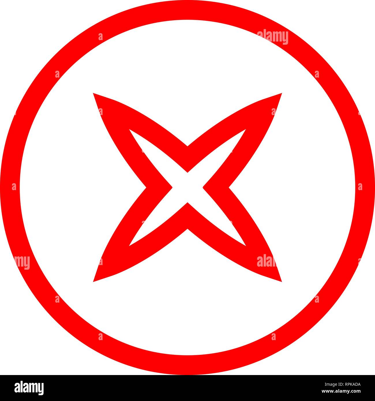 Check marks - red cross icon inside of circle outline - vector ...