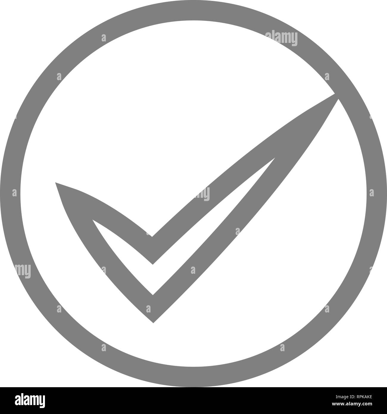 Check marks - gray tick icon inside of circle outline - vector ...