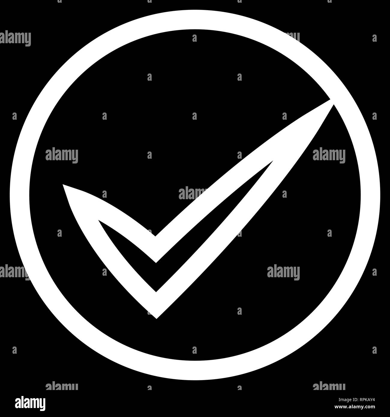 Check marks - white tick icon inside of circle outline - vector ...