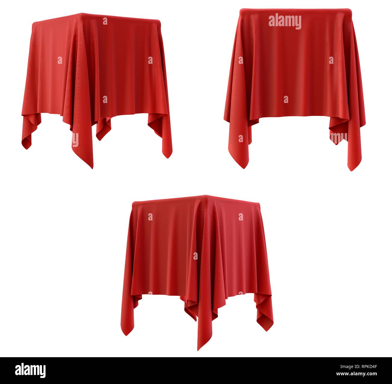 Set of red cloth on a square pedestal Stock Photo - Alamy