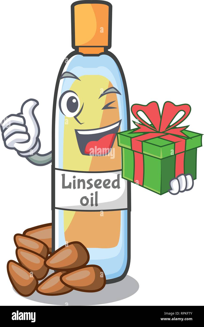 With gift lenseed oil in a cartoon glass Stock Vector Image & Art - Alamy