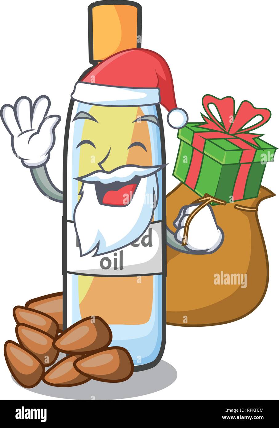 Santa with gift lenseed oil islated with the cartoon Stock Vector Image ...