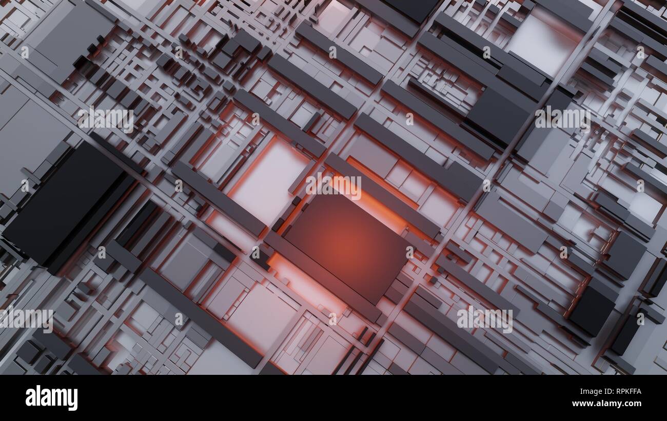 3d render Abstract Technology Background With Cubes Stock Photo - Alamy
