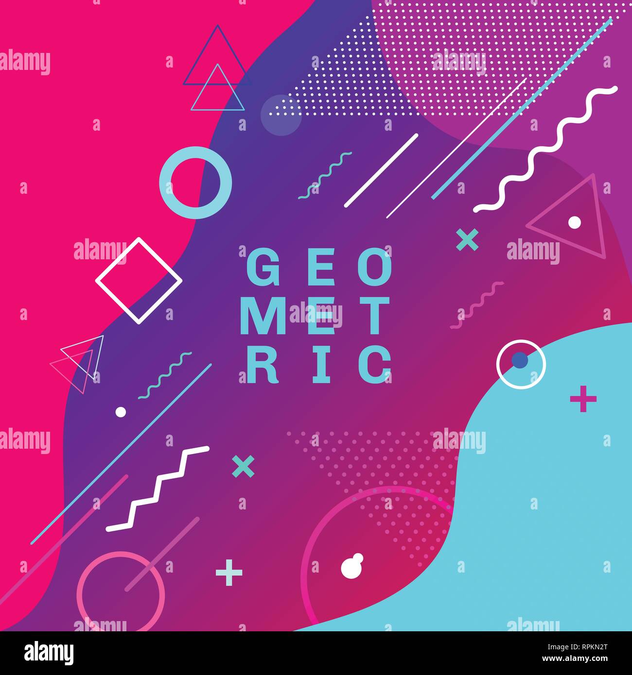 Abstract colorful geometric shapes and forms trendy fashion memphis ...