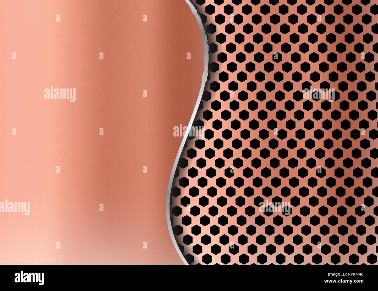Abstract copper metal background made from hexagon pattern texture with ...