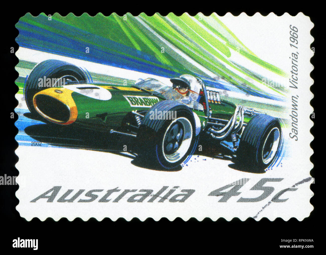 AUSTRALIA - CIRCA 2002: A stamp printed in Australia shows the racing ...