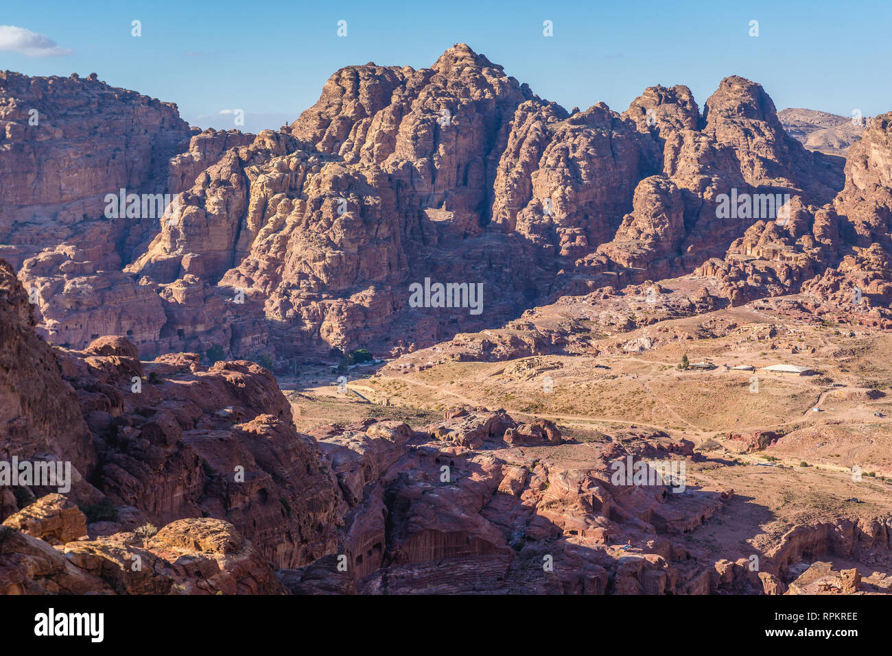 Mountains seen from a path above Petra historical city of Nabatean ...