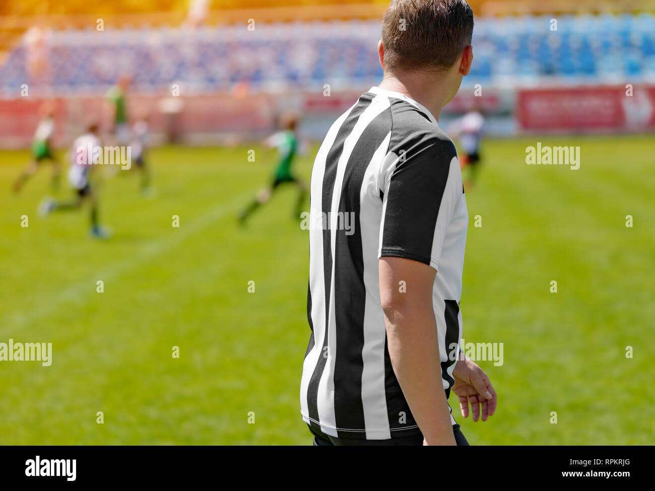 Coach is Coaching Children Training Match In Soccer Team Stock Photo ...
