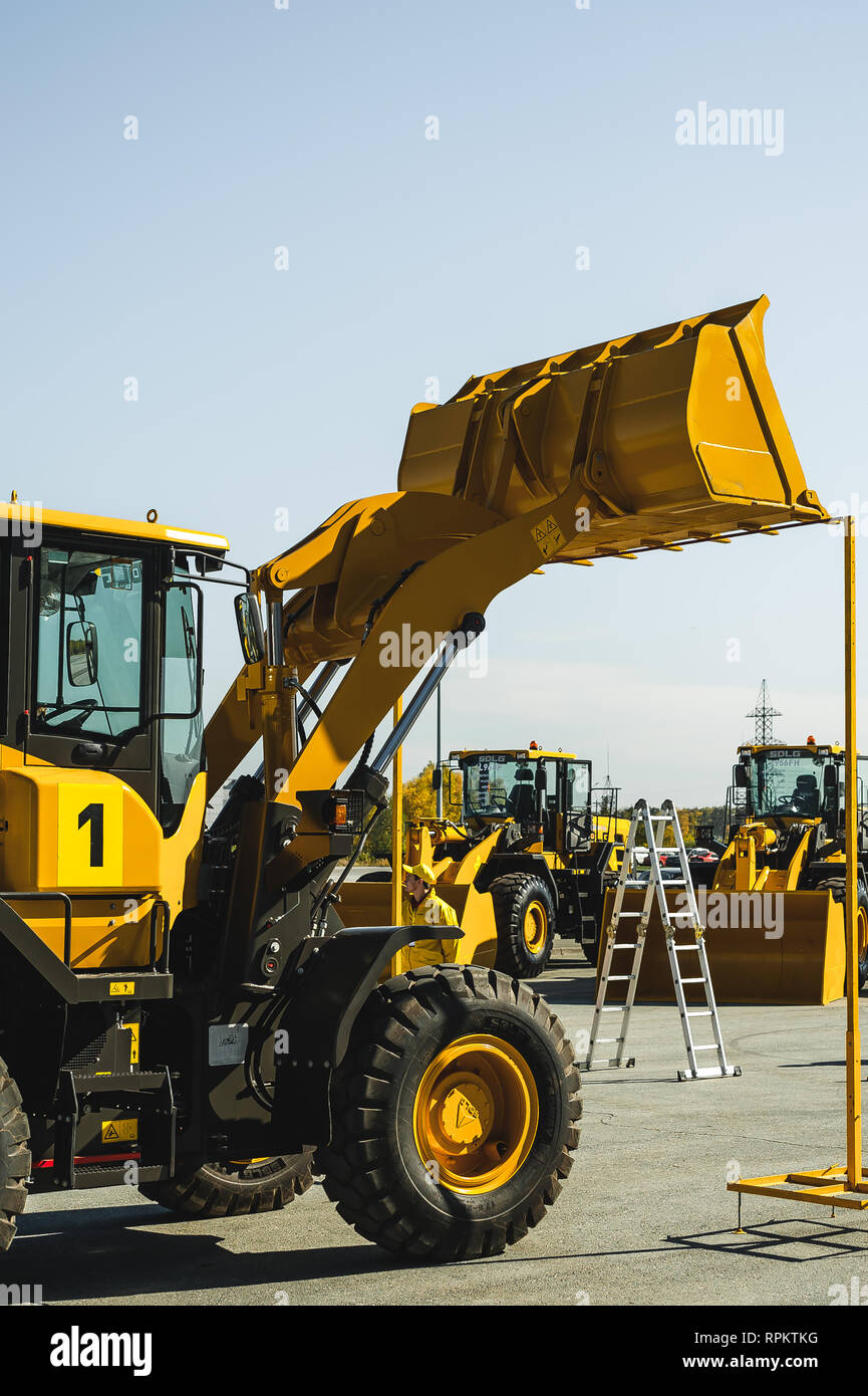 Russia, Novosibirsk - September 19, 2018: Excavator Loader Machine ...