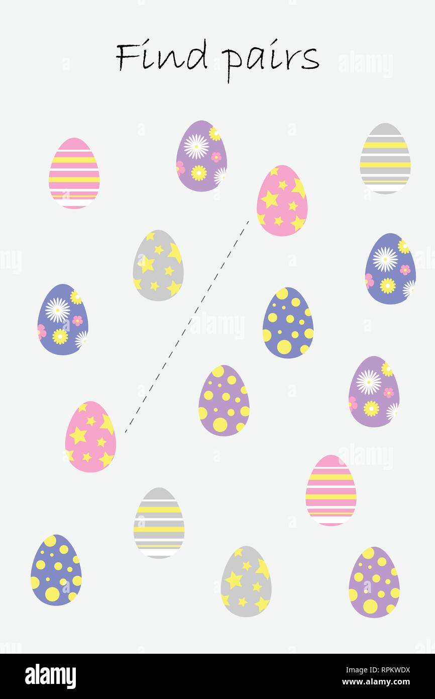 Find pairs of identical pictures, fun education game with easter eggs ...