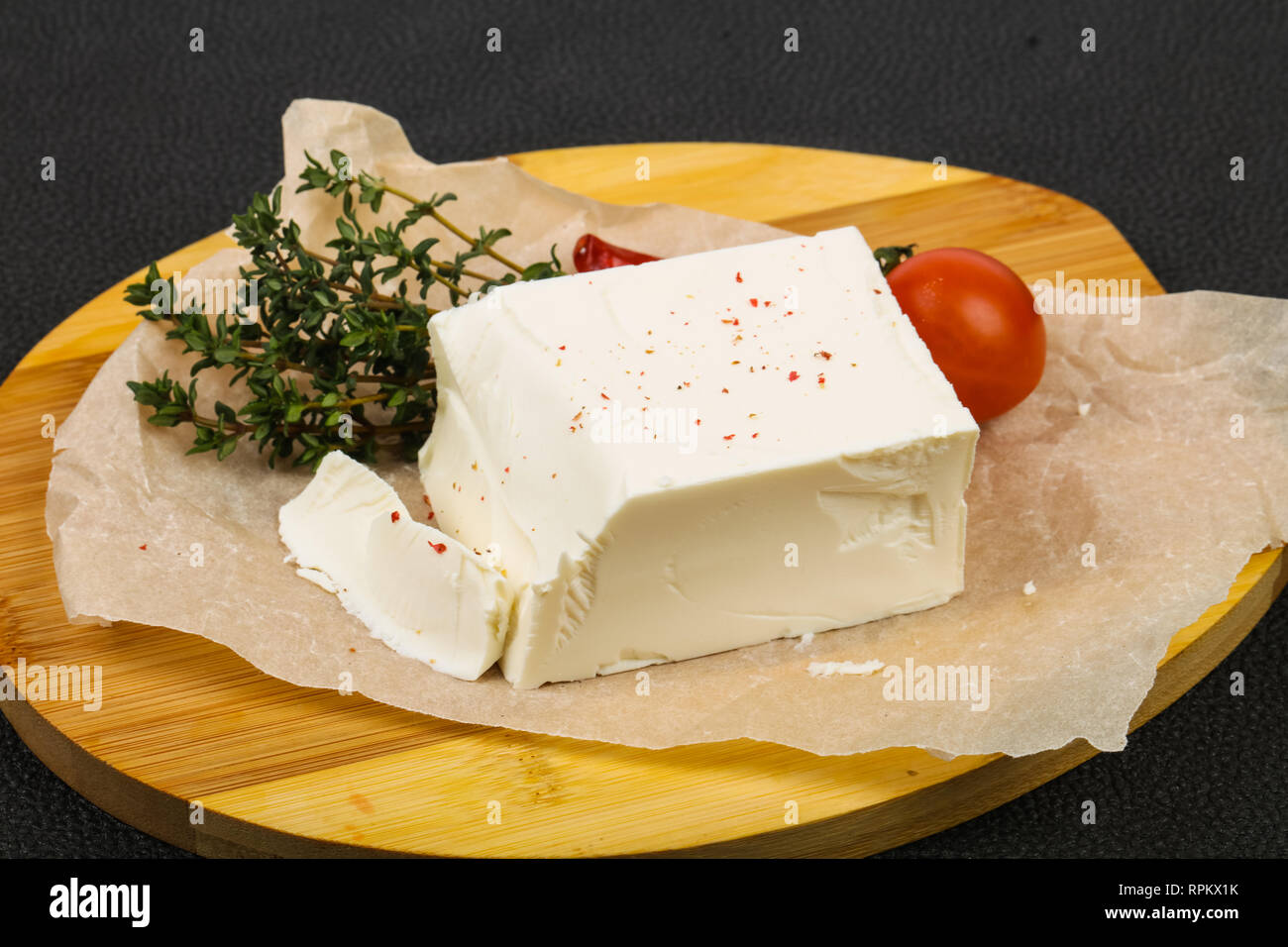 Traditional Feta Cheese served thyme Stock Photo - Alamy