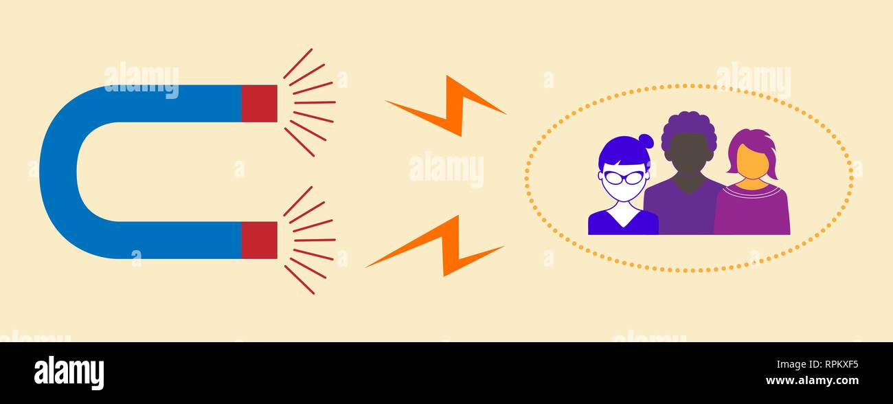 strong magnet attracts targeted customers. Marketing concept Stock ...