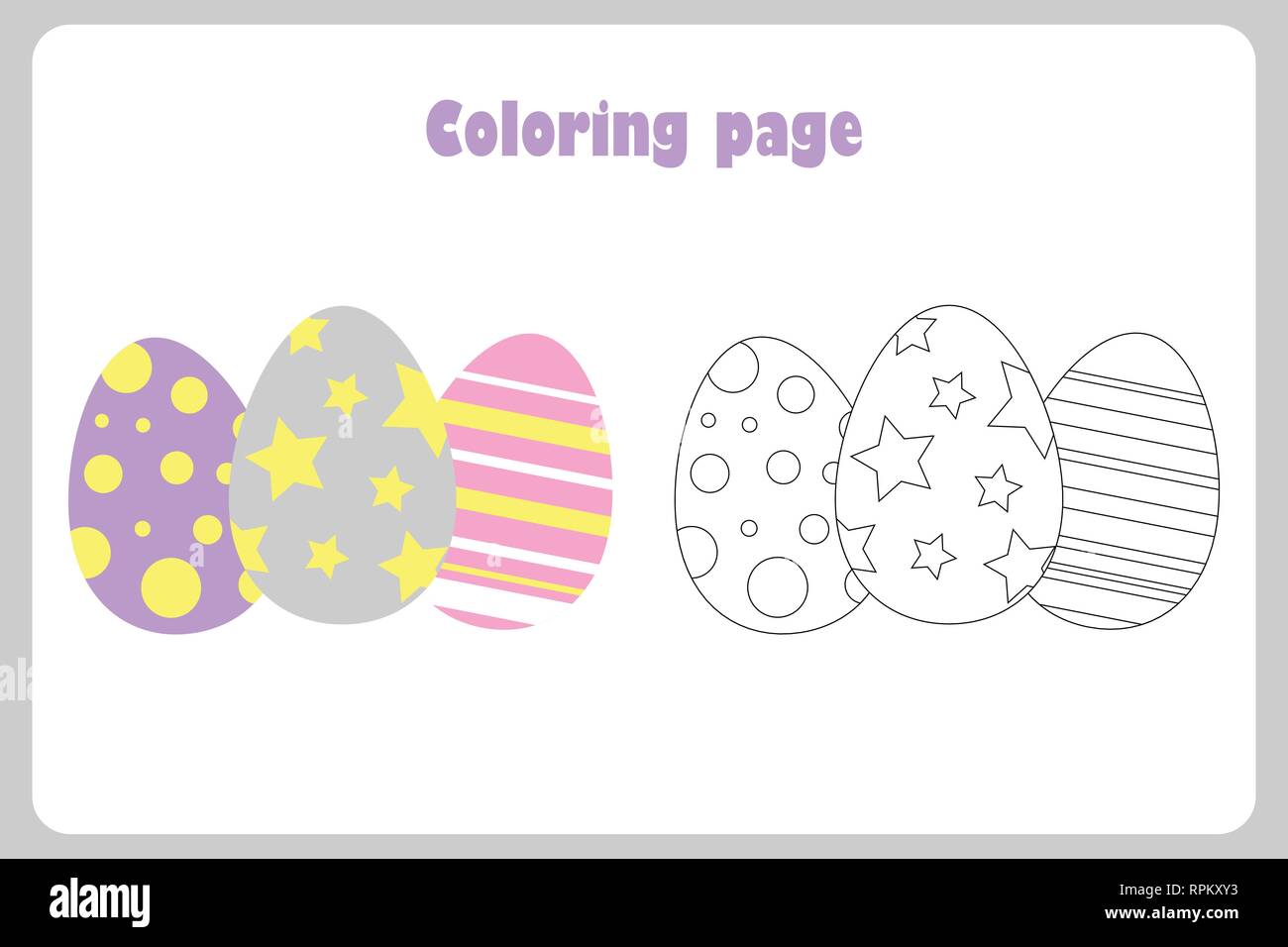 Eggs in cartoon style, coloring page, easter education paper game for ...