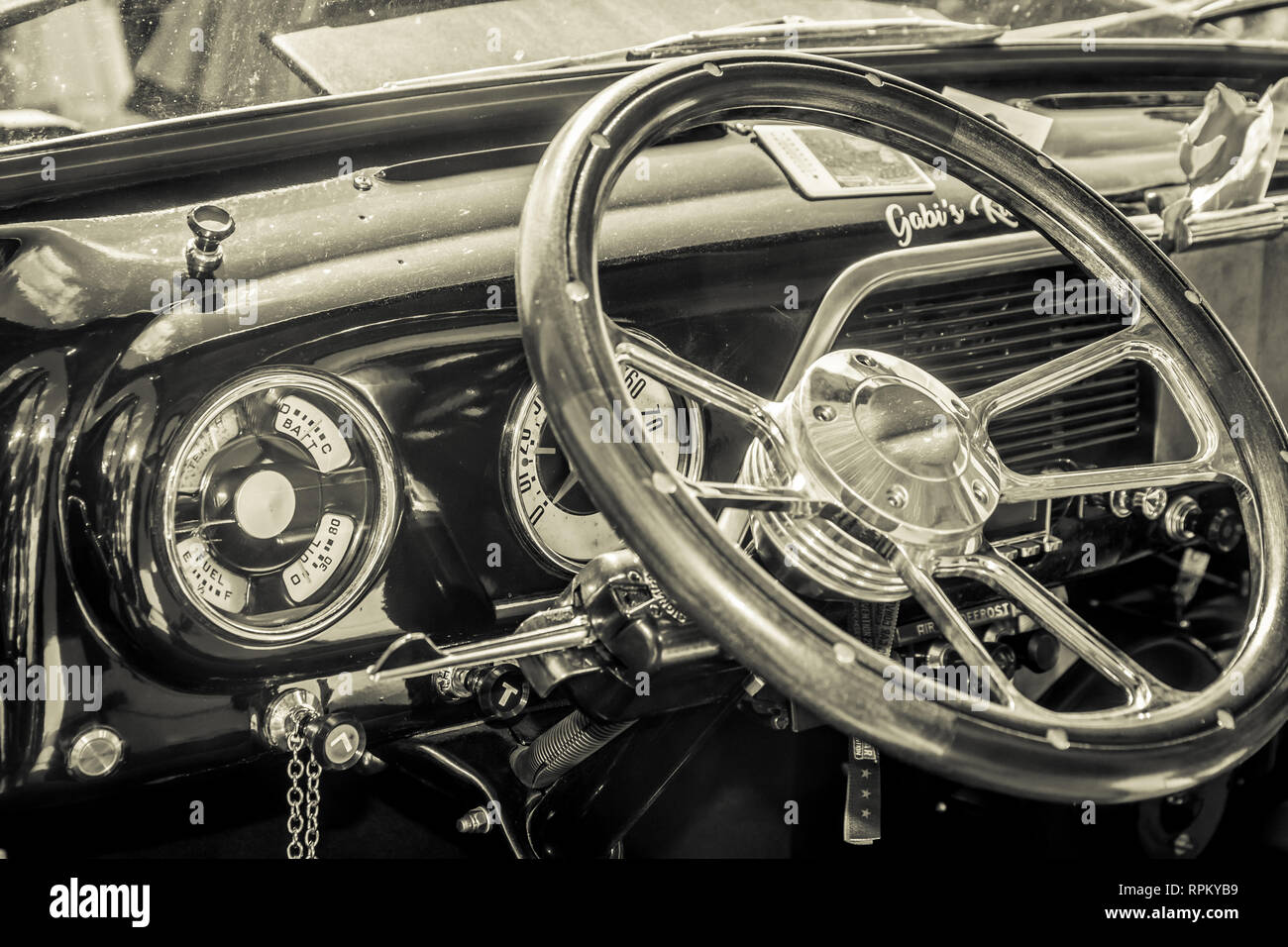 Old car cockpit Stock Photo - Alamy