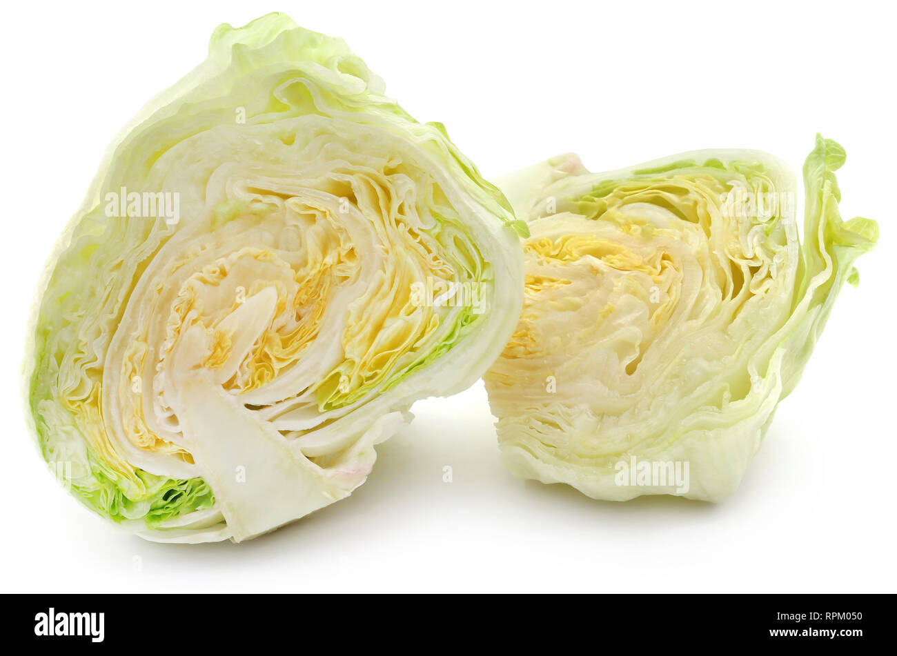 Iceberg lettuce sliced isolated over white background Stock Photo - Alamy