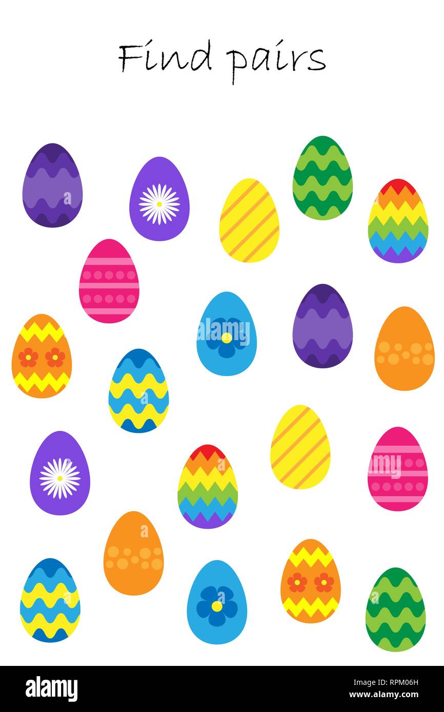 Find pairs of identical pictures, fun education game with easter eggs ...