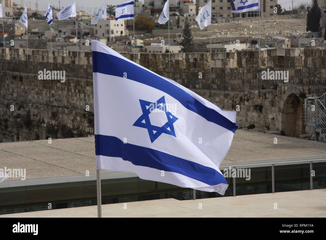 Israel flag in Jerusalem Stock Photo - Alamy