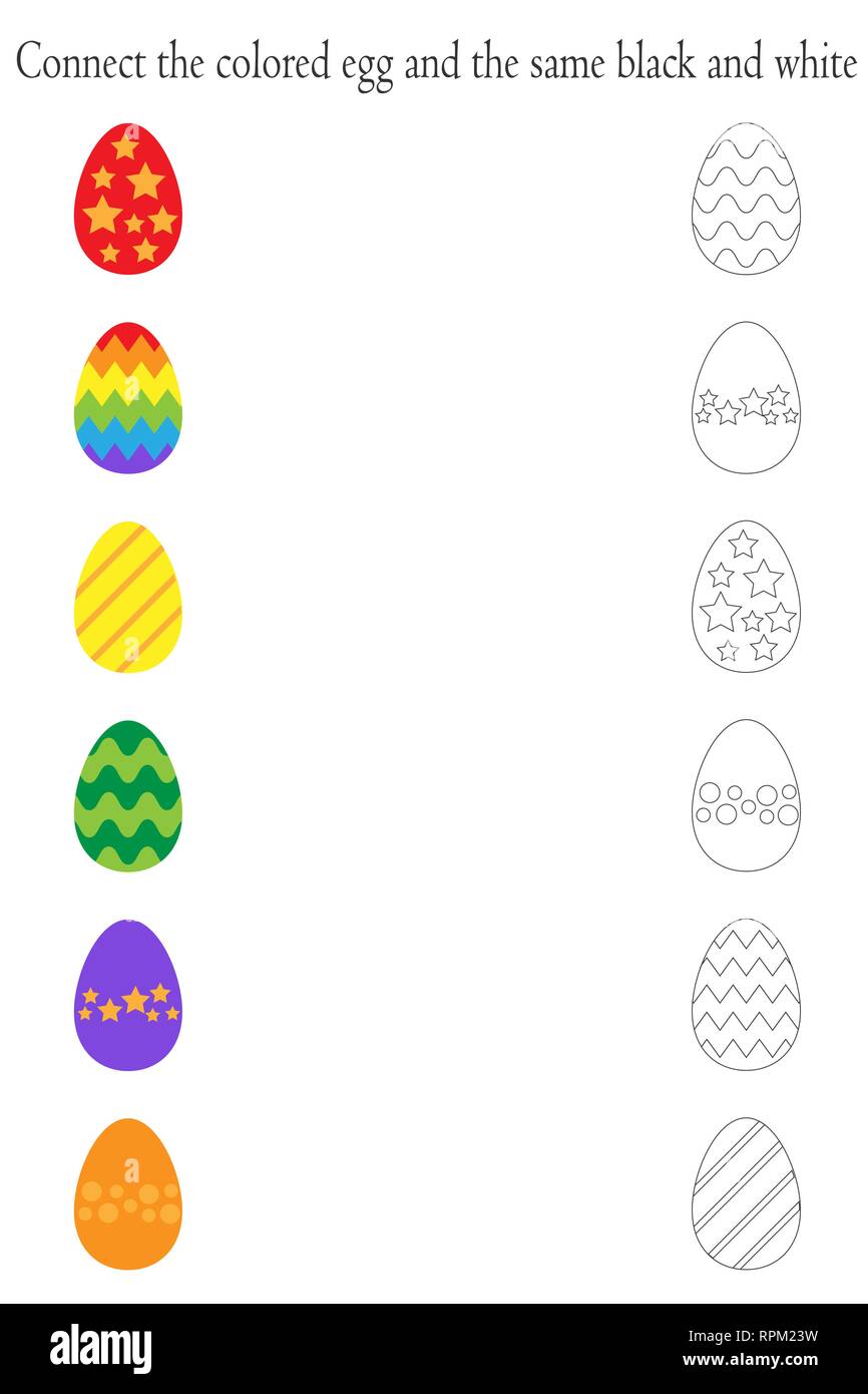 Find pairs of identical colored and black white pictures, fun education ...