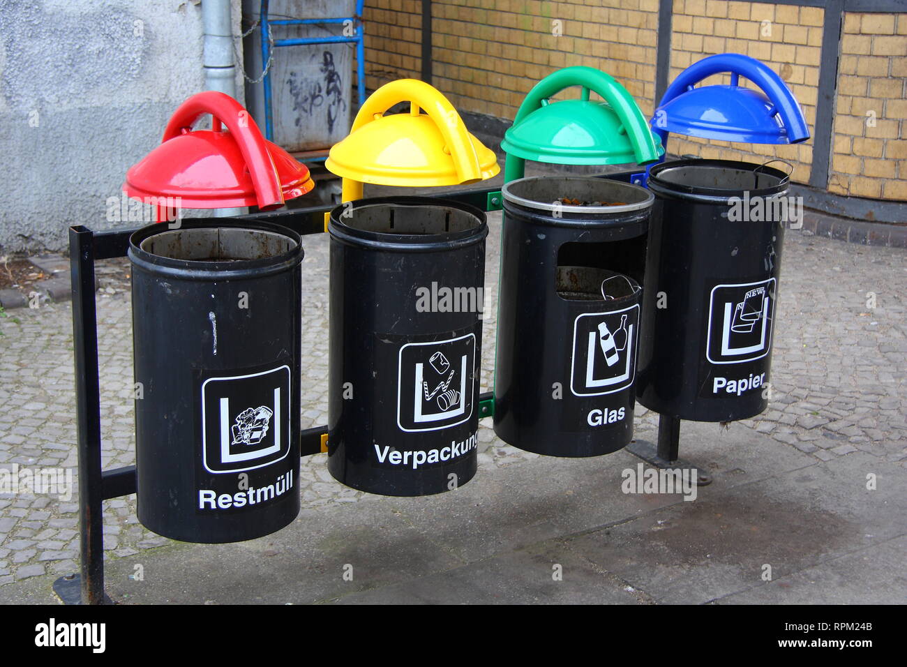 Red trash bins plastic hi-res stock photography and images - Alamy
