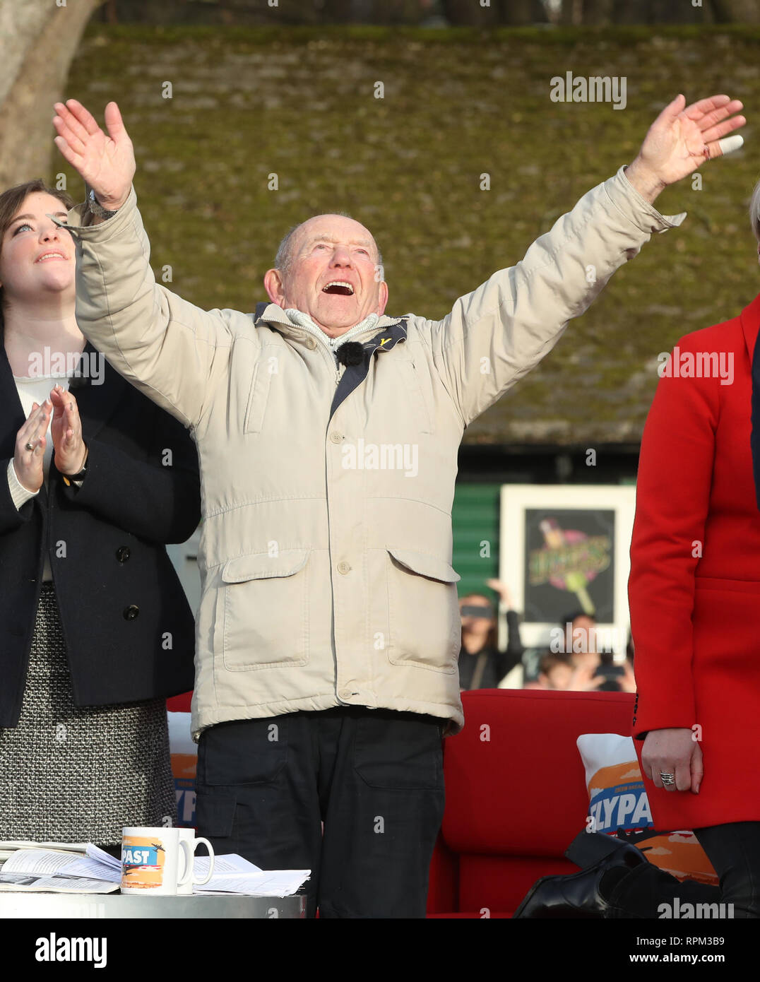 Tony Foulds, 82, waves from Endcliffe Park in Sheffield, as warplanes ...