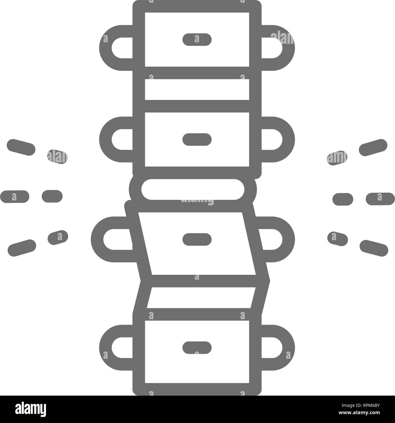 Spinal deformation, rachiocampsis, backbone line icon. Isolated on ...