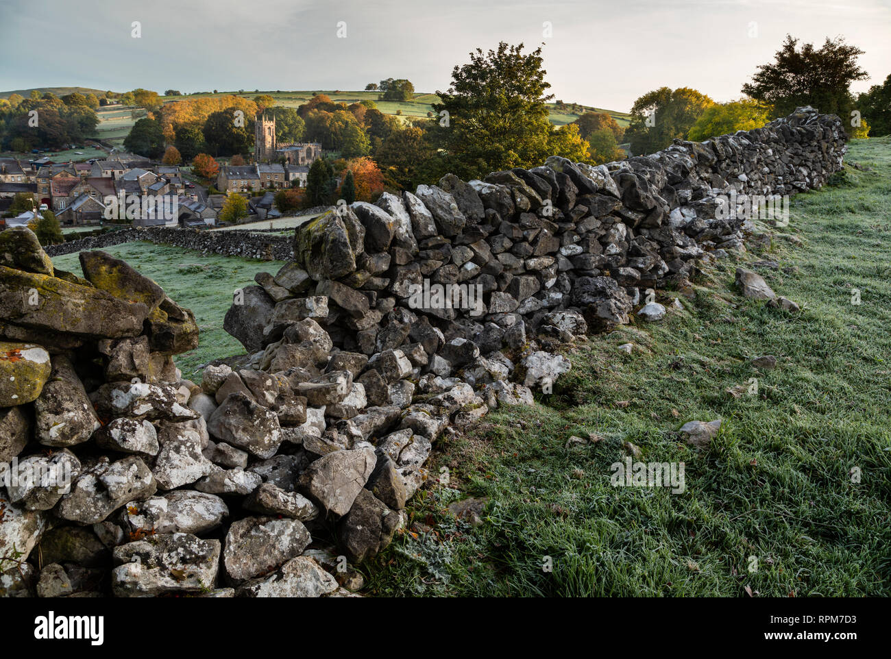 Hartington village in dawn light, Peak District National Park ...
