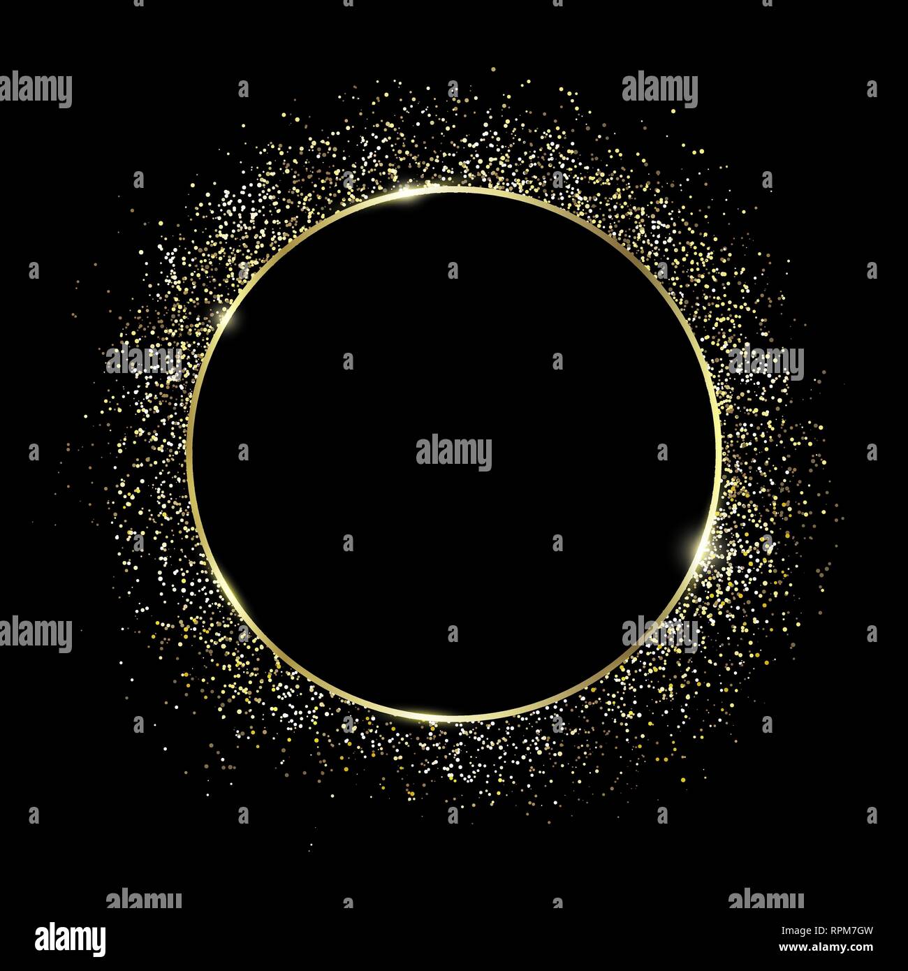 Gold round frame and Glitter. Glowing particles Stock Vector Image ...