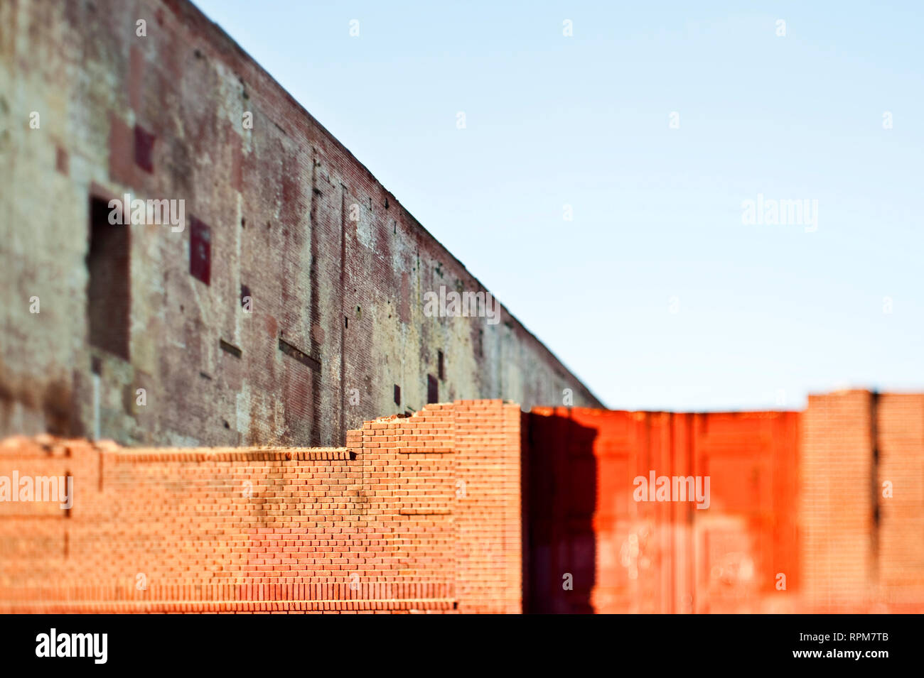 Partial Brick Wall and Doors Stock Photo - Alamy