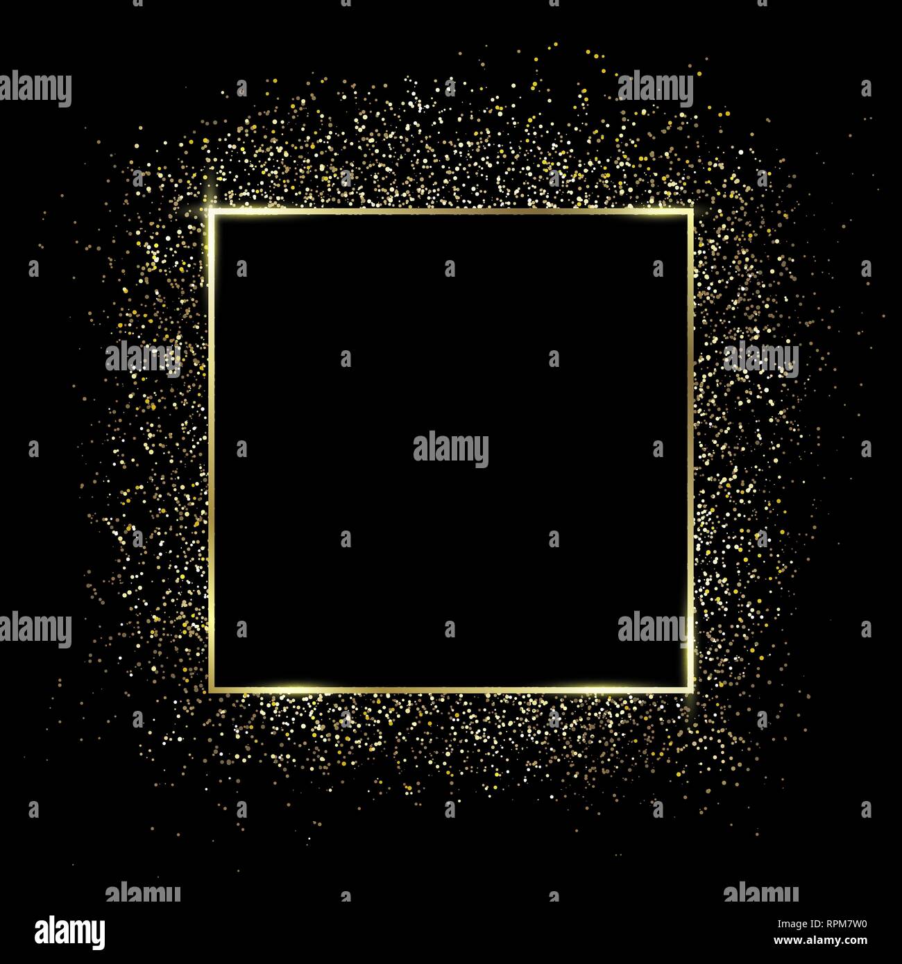Gold square frame and Glitter. Glowing particles Stock Vector Image ...