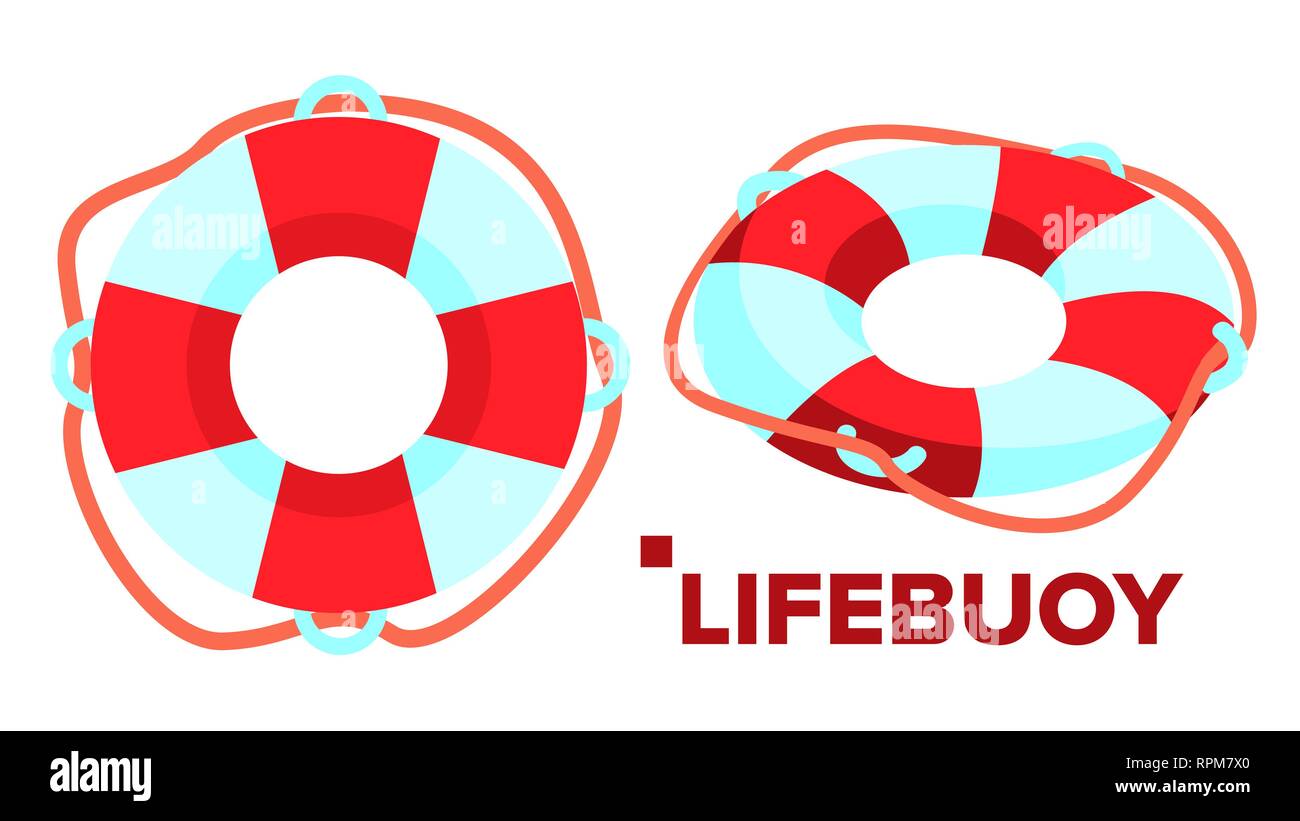 Lifebuoy Vector. Classic Summer Beach Support. Isolated Flat Cartoon Illustration Stock Vector ...