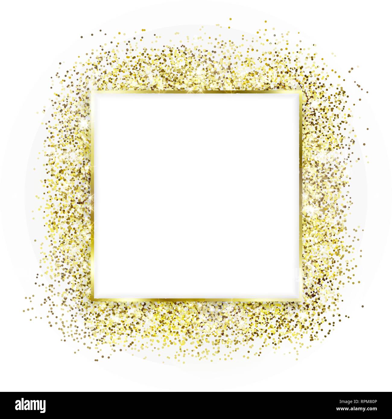 Gold square frame and Glitter. Glowing particles Stock Vector Image ...