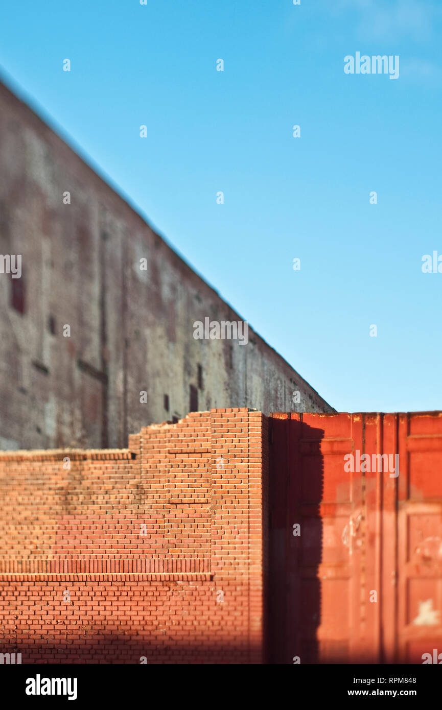 Partial Brick Wall and Doors Stock Photo - Alamy