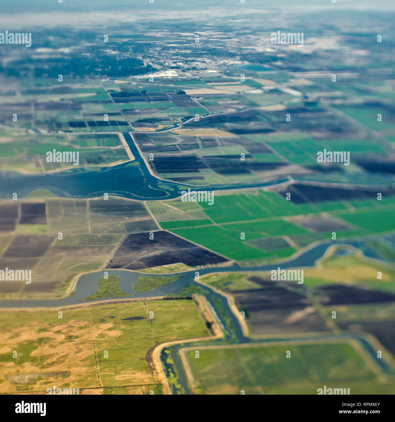 Aerial View of a River Passing Through Farmland Stock Photo - Alamy